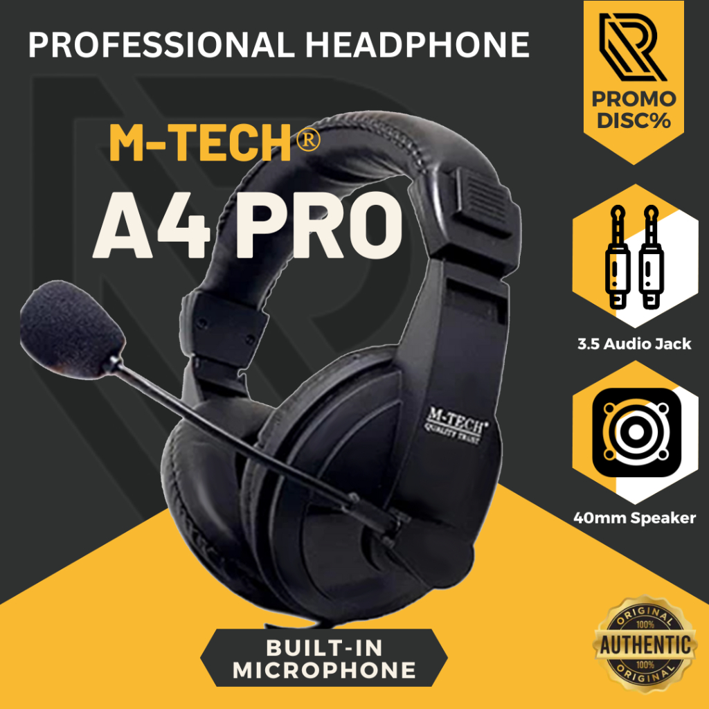 Jual Headset M-Tech A4 Pro Headphone + Mic Untuk Komputer Laptop HP MTech Professional | Shopee ...