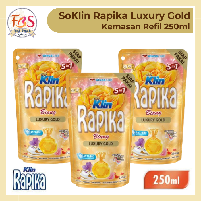 Jual SoKlin Rapika Biang Pewangi Pakaian Luxurious Gold Pouch 250 ml ...