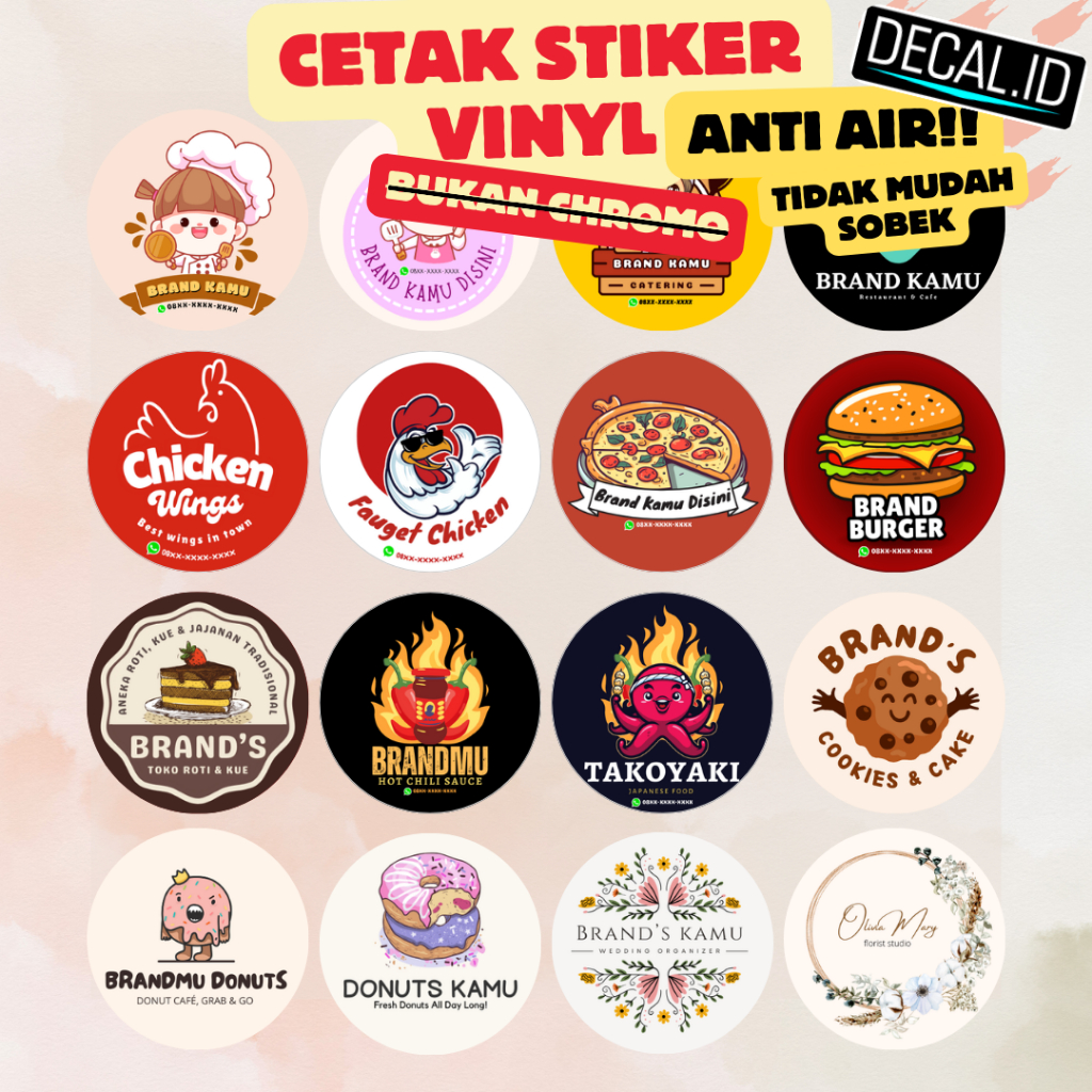 Jual Cetak Stiker Vinyl / Sticker Custom Untuk Label Kemasan Produk dan ...
