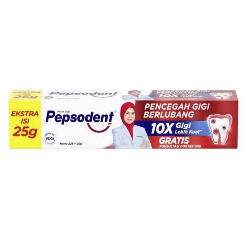 Jual Pasta Gigi Pepsodent 225 gram Pencegah Gigi Berlubang 10x Gigi ...