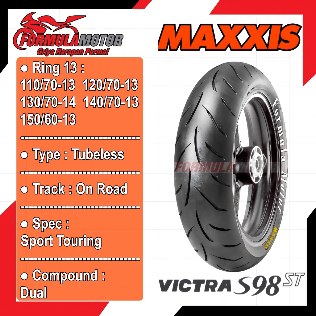 Jual Maxxis Victra ST Ring 13 Tubeless (Dual Compound) Ban Tubles Motor ...