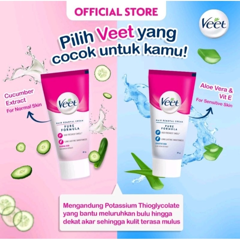 Jual Veet Normal Pure Formula Cucumber 25g - krim penghilang bulu ...