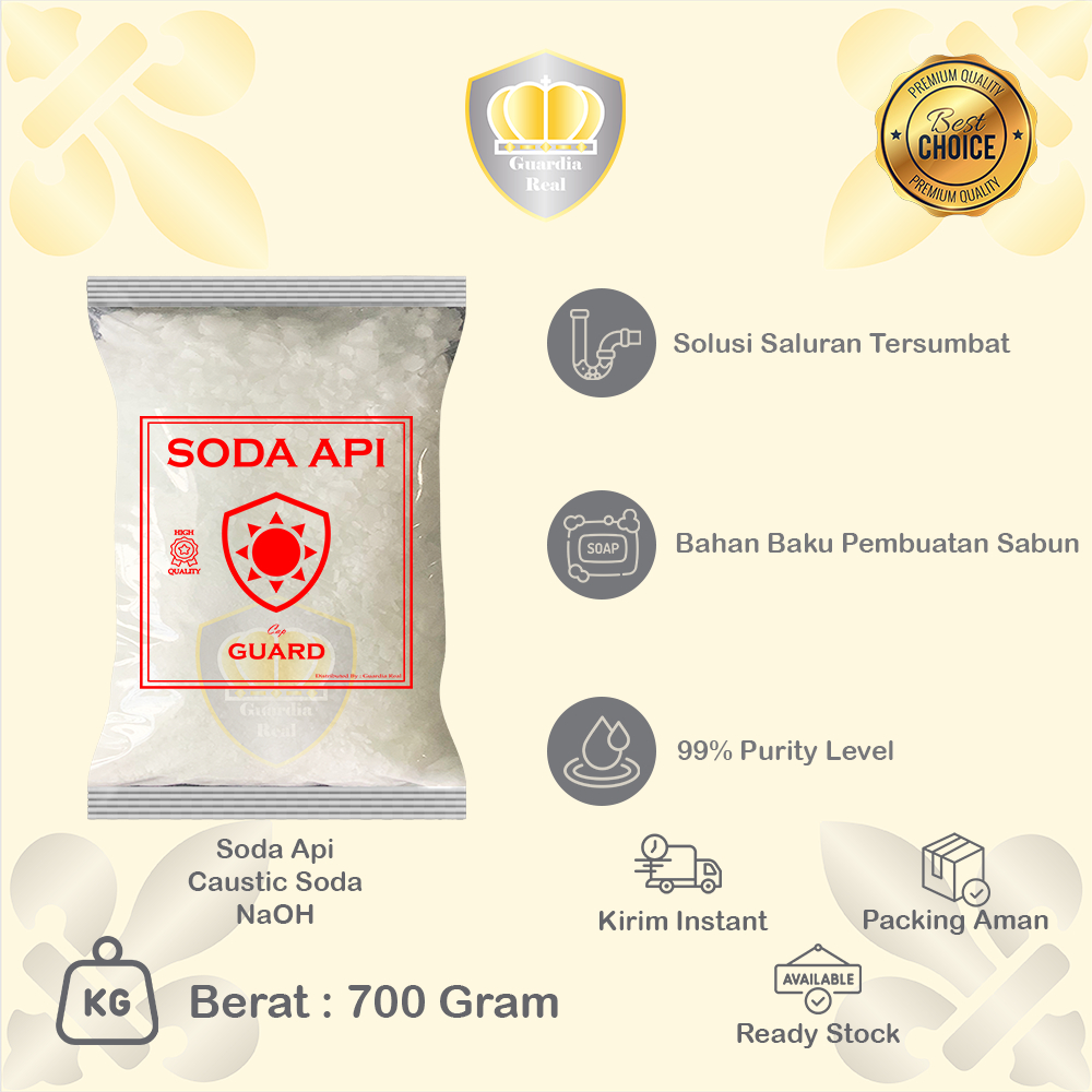 Jual GUARD Soda Api 700 Gram/ Caustic Soda 700 Gram/ NaOH 700 Gram ...