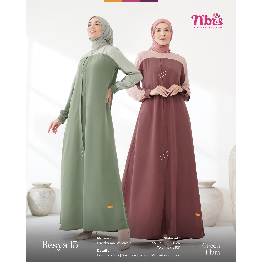 Jual Gamis Terbaru Dewasa by Nibras || Resya 15 Plum & Green || Fashion ...