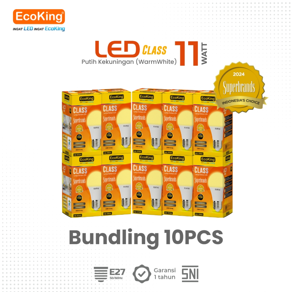 Jual EcoKing Lampu Bohlam Led Rumah Light Bulb Class 11W Cahaya Kuning ...
