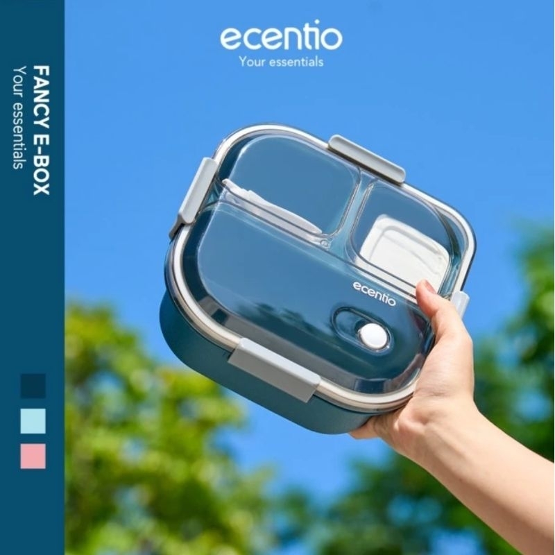Jual Ecentio Lunch Box BPA free 3 Sekat 1100 ml Kotak Sup Anti Tumpah ...