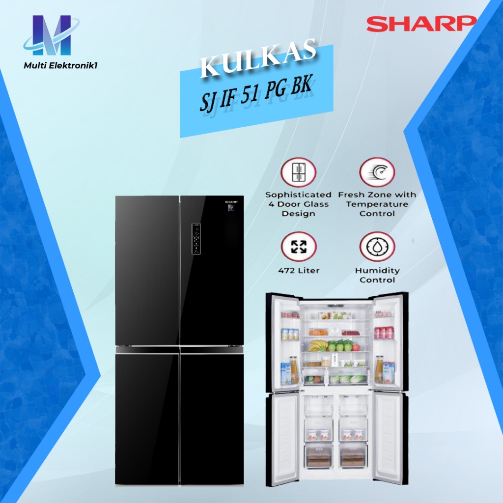 Jual KULKAS SHARP SJ-IF51PG-BK side by side 4 pintu Inverter SJ-IF51PGBK | Shopee Indonesia