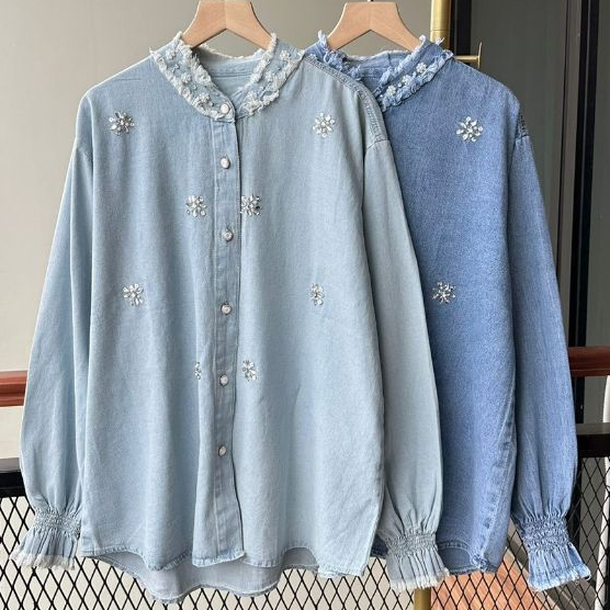 Jual AUDY DENIM PAYET BLOUSE CHIC | Shopee Indonesia