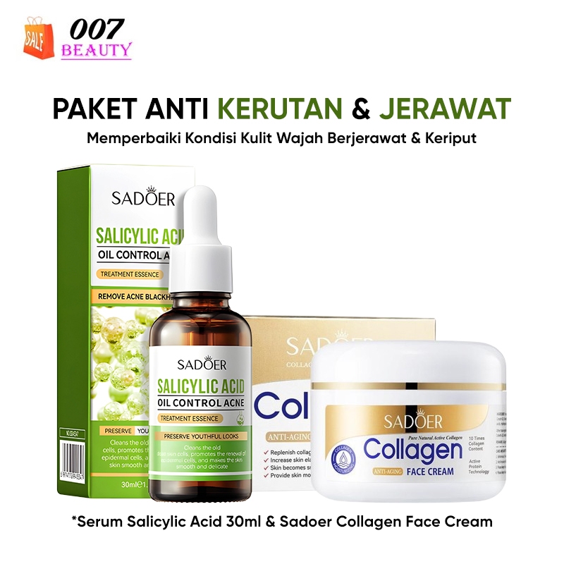 Jual Sadoer Package 2 In 1 - Serum Salicylic Acid Oil Control Acne & Collagen Cream Pemutih ...