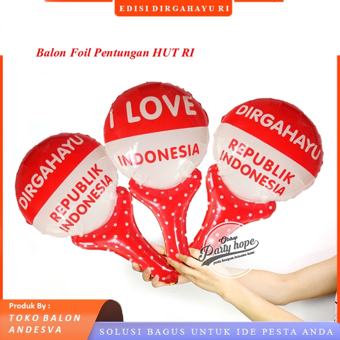 Jual Balon foil pentung HUT RI / balon i love indonesia / balon ...