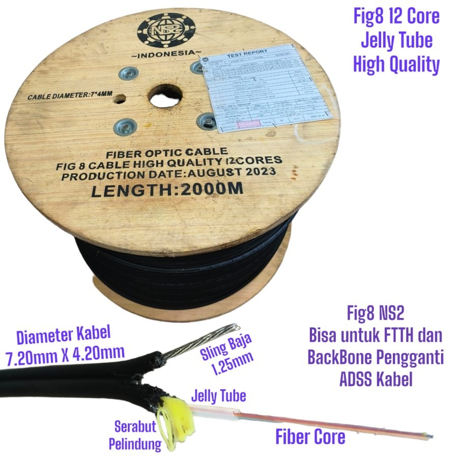 Jual kabel fig8 12 core NS2 high Quality 2km / dropcore fig 8 fiber ...