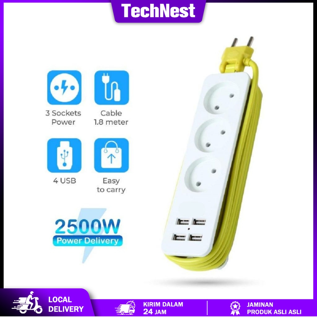 Jual Portable Colokan Listrik 3 slot Stop Kontak Traveling Stop Kontak ...