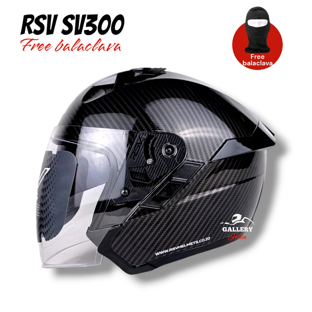 Jual HELM RSV SV300 CARBON GLOSSY DOUBLE VISOR | HELM HALF FACE | RSV ...
