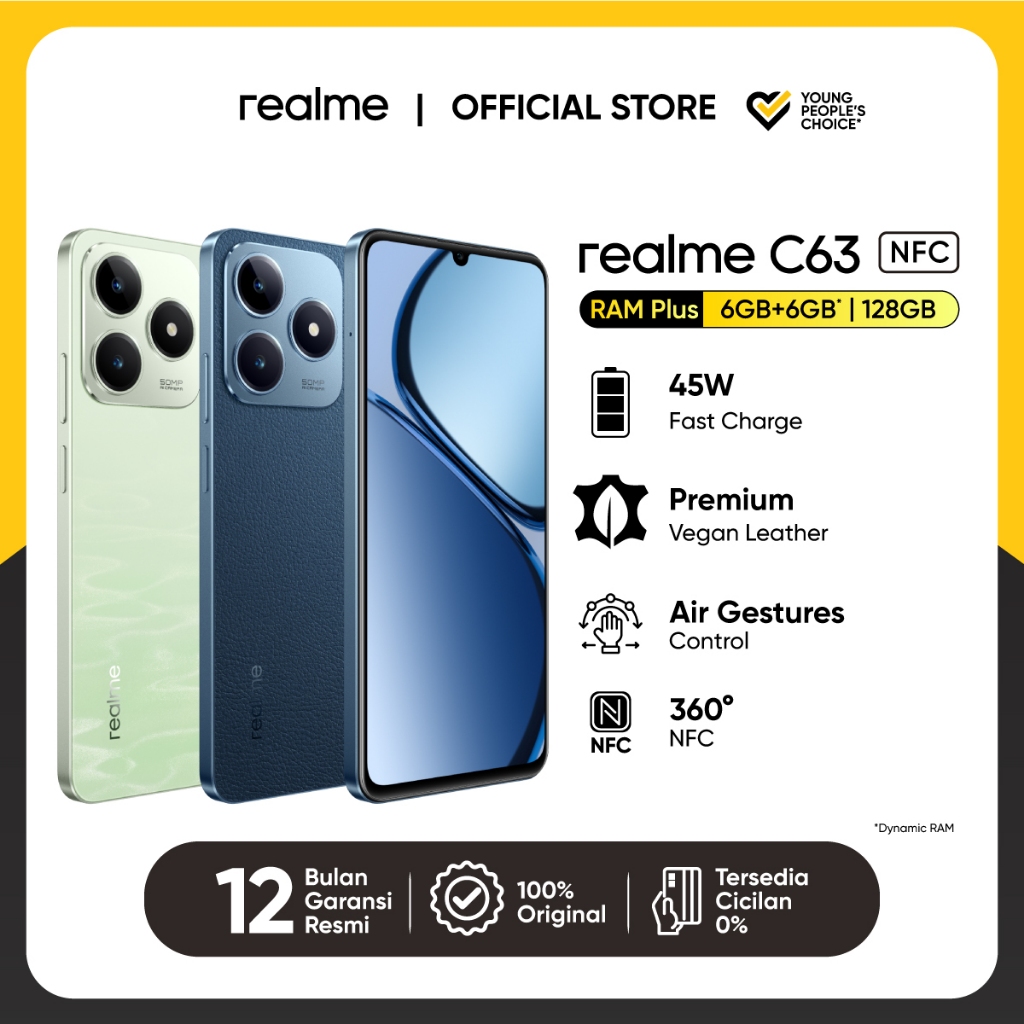 Jual realme C63 6GB+6GB*|128GB (45W Fast Charge | Air Gestures Control ...