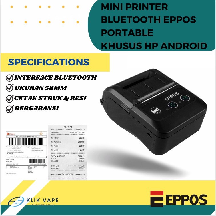 Jual Printer Bluetooth Untuk Cetak Resi Shopee dan Cetak Struk Kasir EPPOS EPX583-V2 RPP02 ...