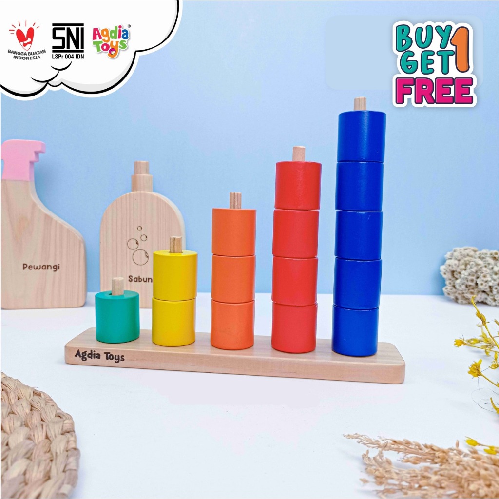 Jual BUY 1 GET 1 Mainan Kayu Balok / Tangga Silinder / Tangga Balok ...