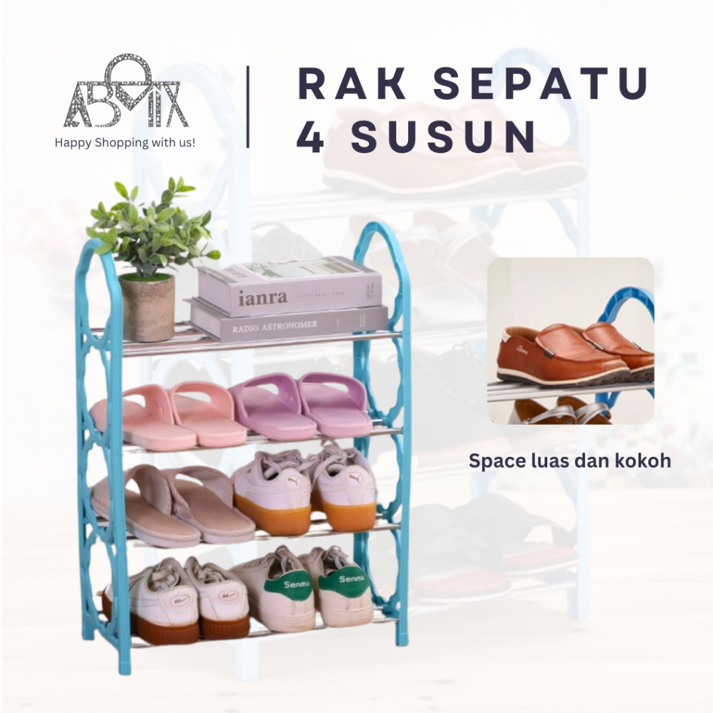 Jual Rak Sepatu Petra 4 Susun Tempat Sandal Rak 4 Tingkat Plastik ...