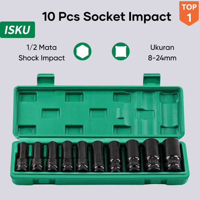 Jual ISKU Kunci Socket Extension Impact 10 pcs Bahan Panjang Mata Sock Impact 1/2" 6 pt Kunci ...