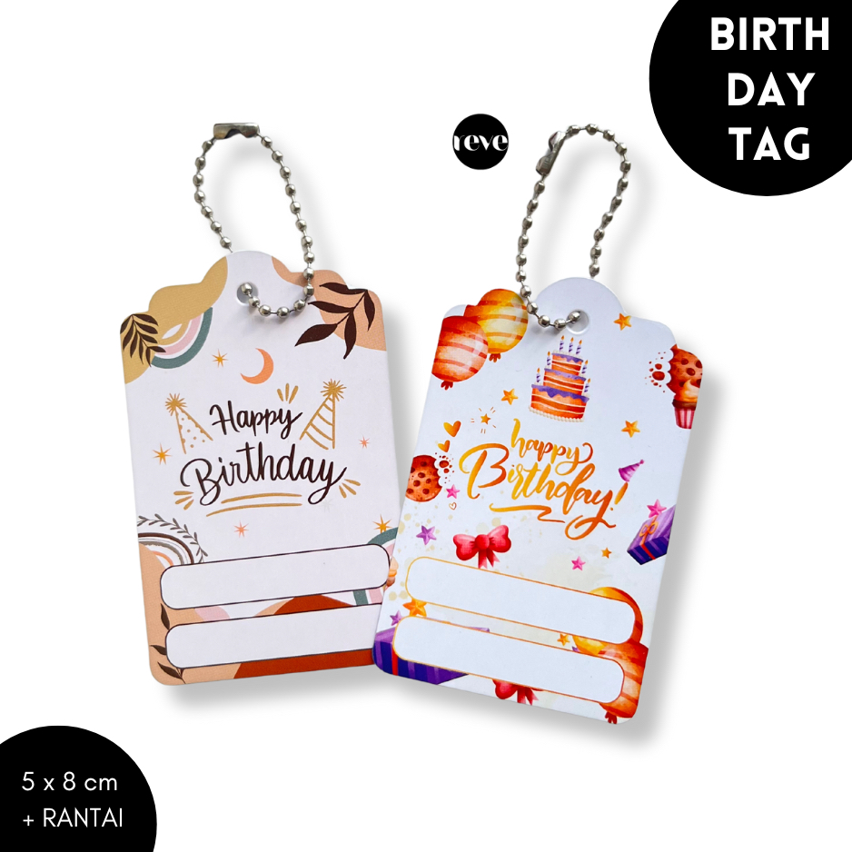 Jual HBD happy birthday tag card ucapan selamat ulang tahun 8x5 cm + rantai set | Shopee Indonesia