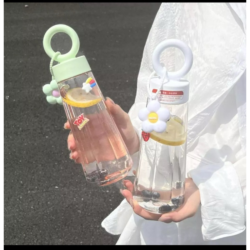 Jual Botol Gagang Bunga Botol Minum Putih Transparan Bening Estetik ...
