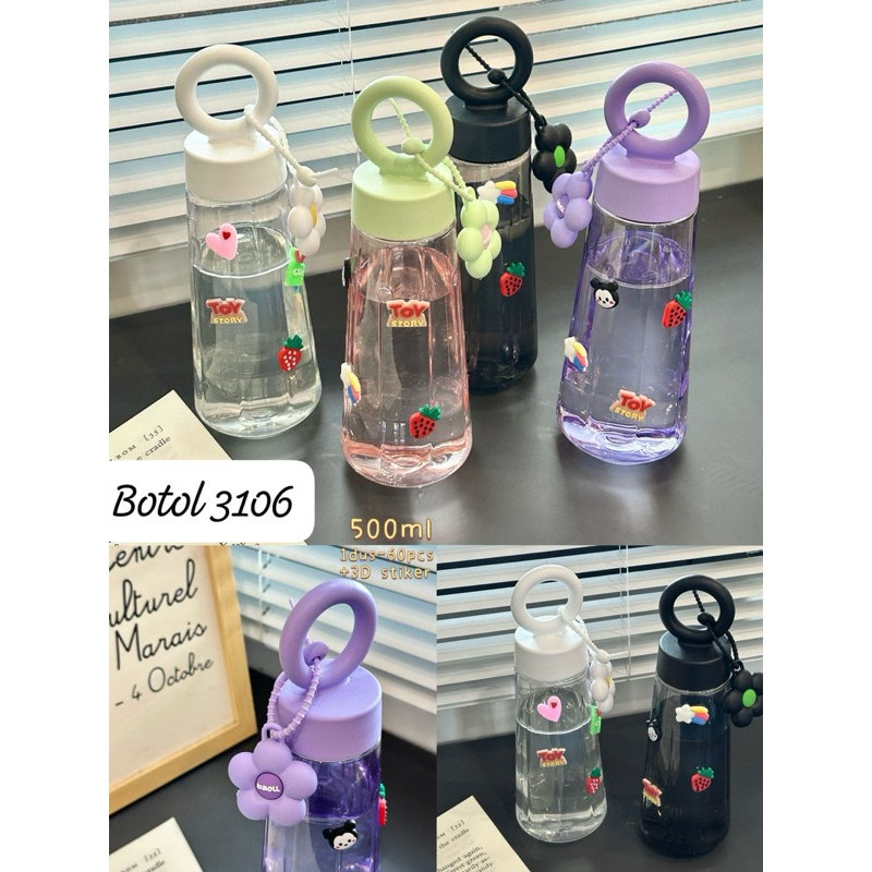 Jual Botol Gagang Bunga Botol Minum Putih Transparan Bening Estetik ...