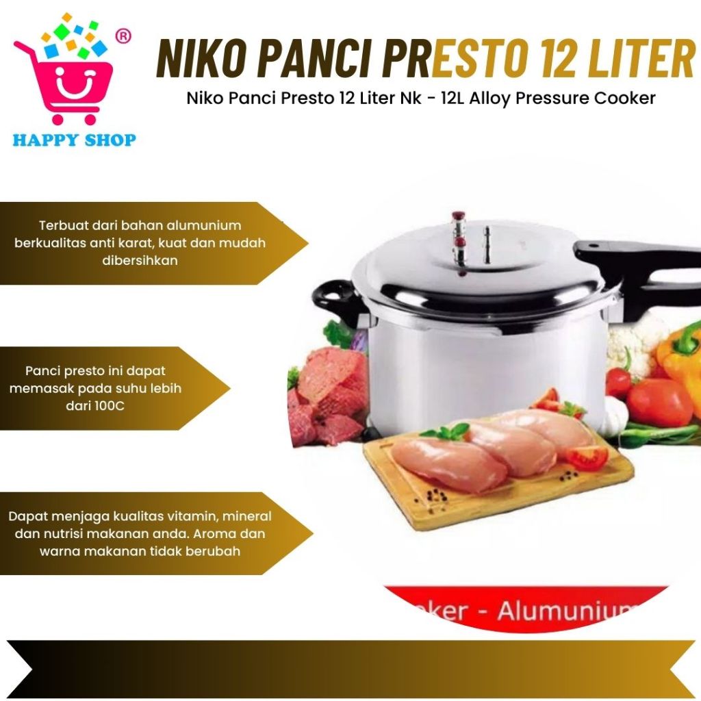 Jual Niko Panci Presto 12 Liter Nk - 12L Alloy Pressure Cooker | Shopee Indonesia