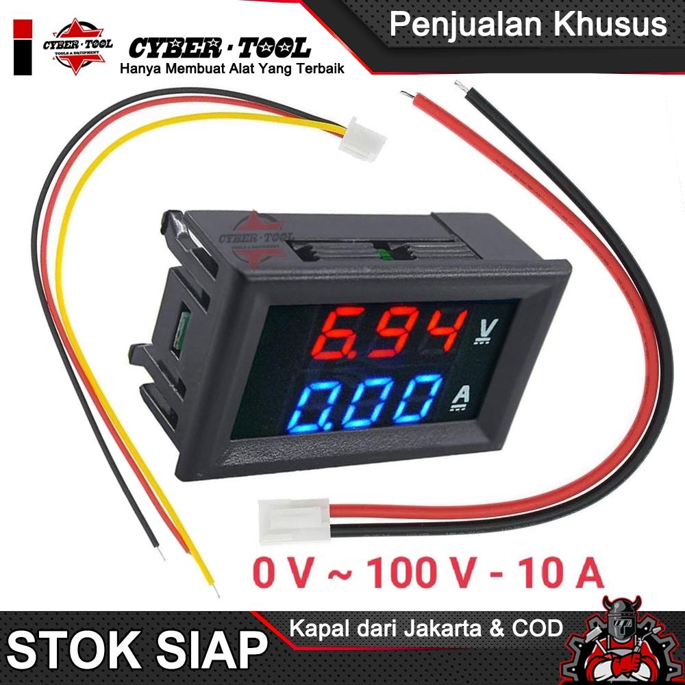 Jual Digital Voltmeter Amperemeter 0-100V 10A Alat Ukur Tegangan Arus DC | Shopee Indonesia