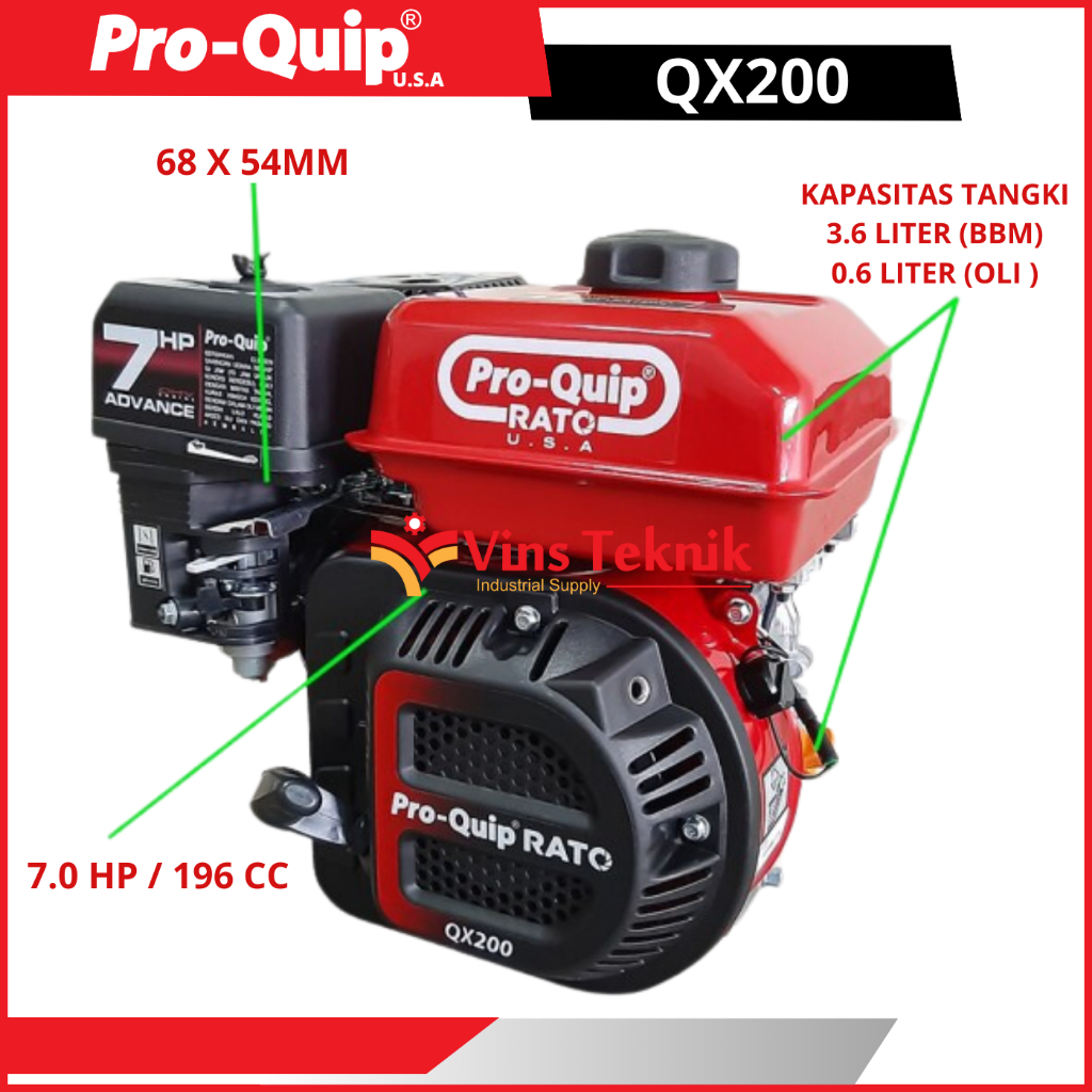 Jual Mesin Penggerak Gasoline PROQUIP QX200 Engine Bensin 7HP QX 200 | Shopee Indonesia