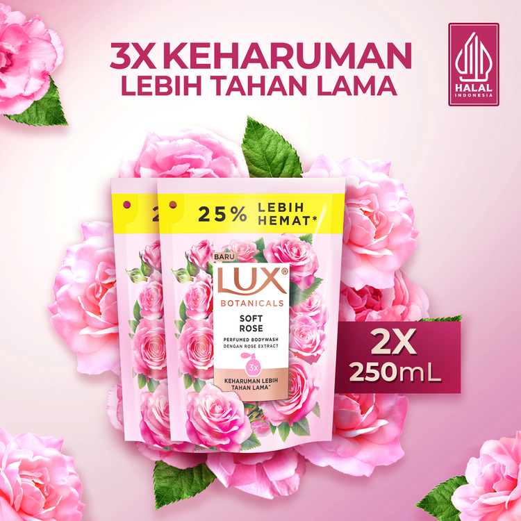Jual LUX Botanicals Sabun Mandi Cair Soft Rose 250 mL x2 | Shopee Indonesia