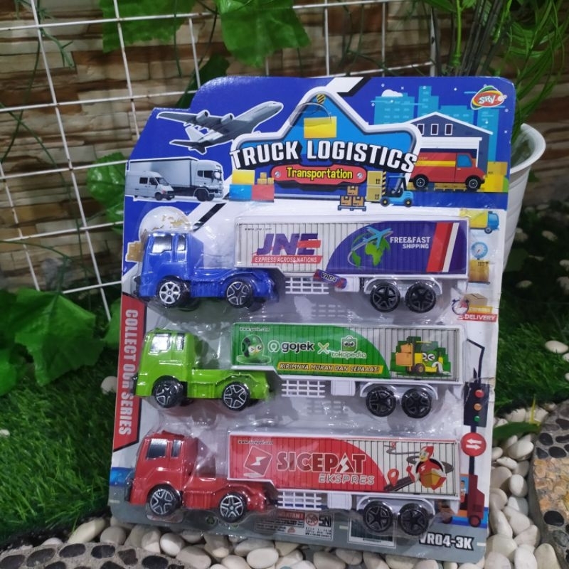 Jual Mainan Set Truk logistik Isi 3 Pcs - Diecast Mobil Truck box Anak ...