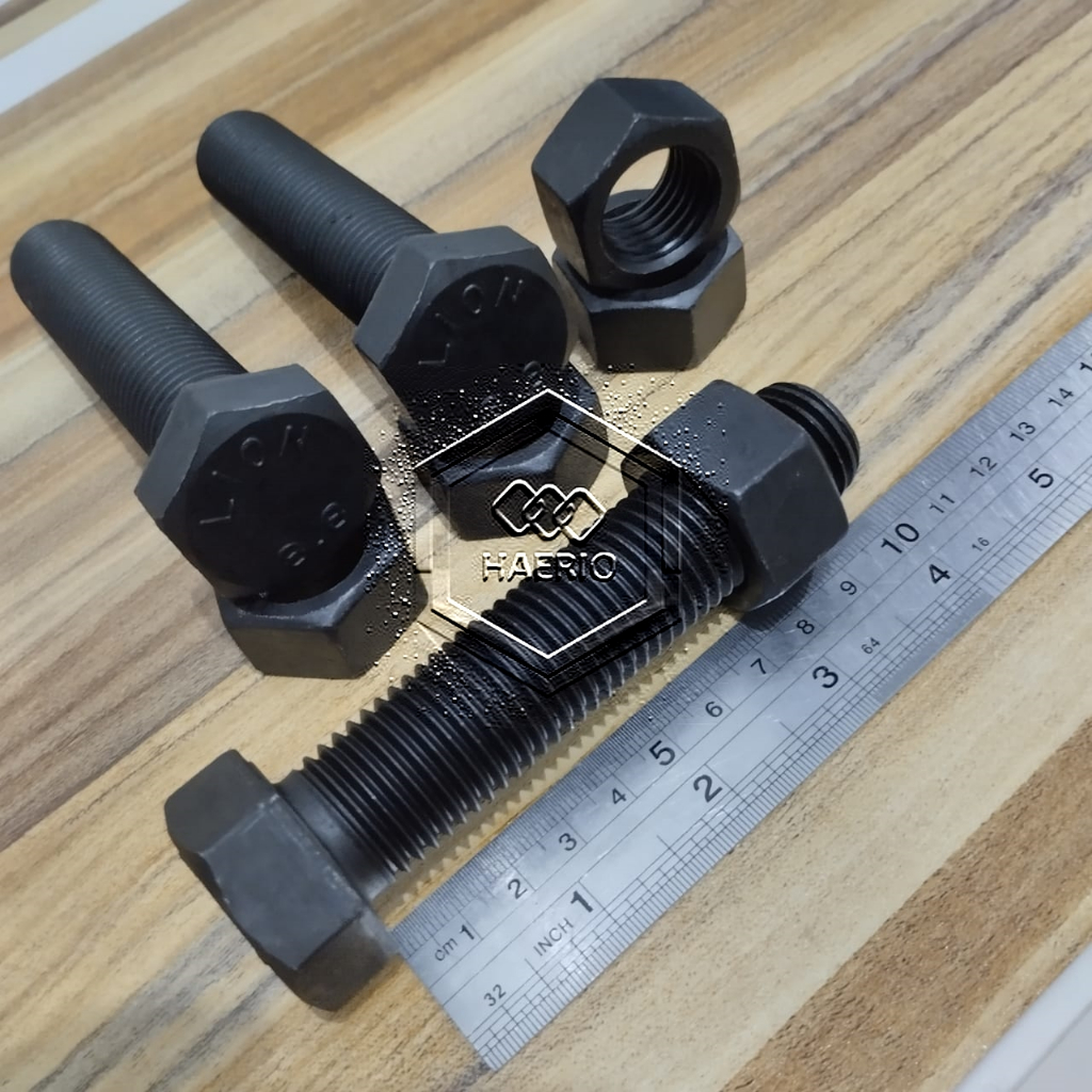 Jual BAUT MUR BAJA M22 X 100 KUNCI 32 FULL DRAT PANJANG 10CM 10 CM BAUD M22X100 GRADE 8.8 HTB ...