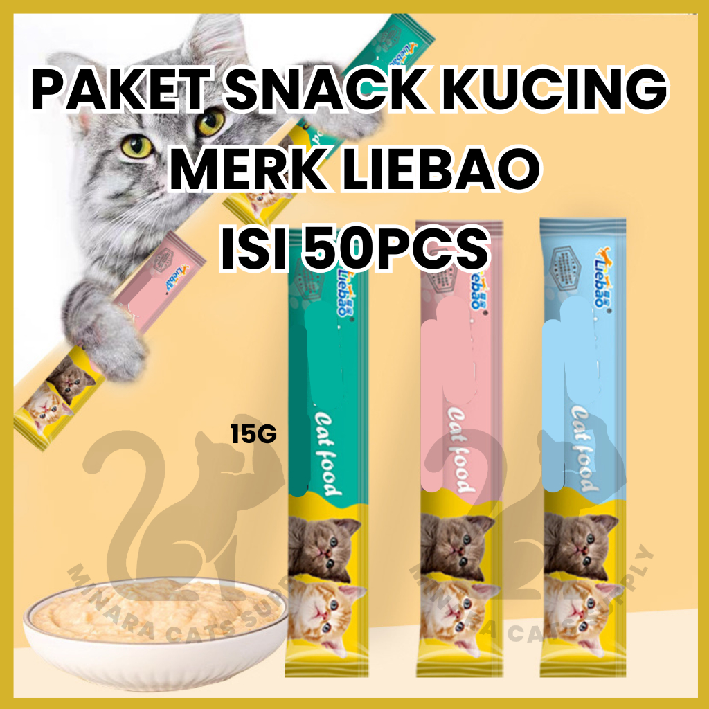 Jual Snack Kucing Paket 50 pcs | Liebao | Peien | MIXI | Wetfood Kucing ...