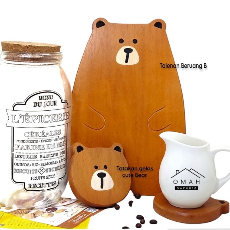 Jual Talenan Kayu Beruang / Talenan beruang kayu / Talenan estetik ...