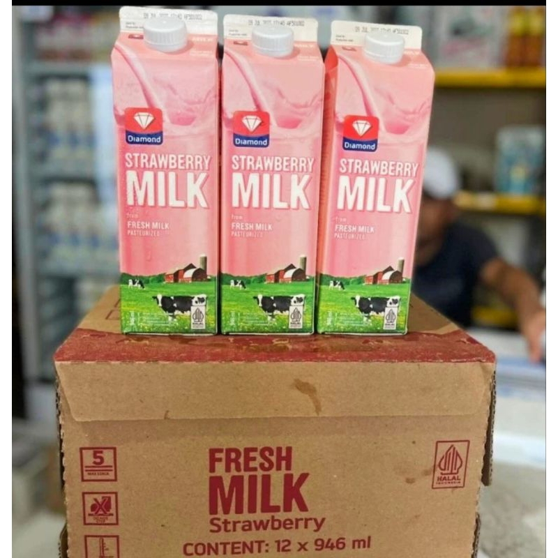 Jual Susu Segar rasa Strawberry | Fresh Milk Strawberry Diamond ...