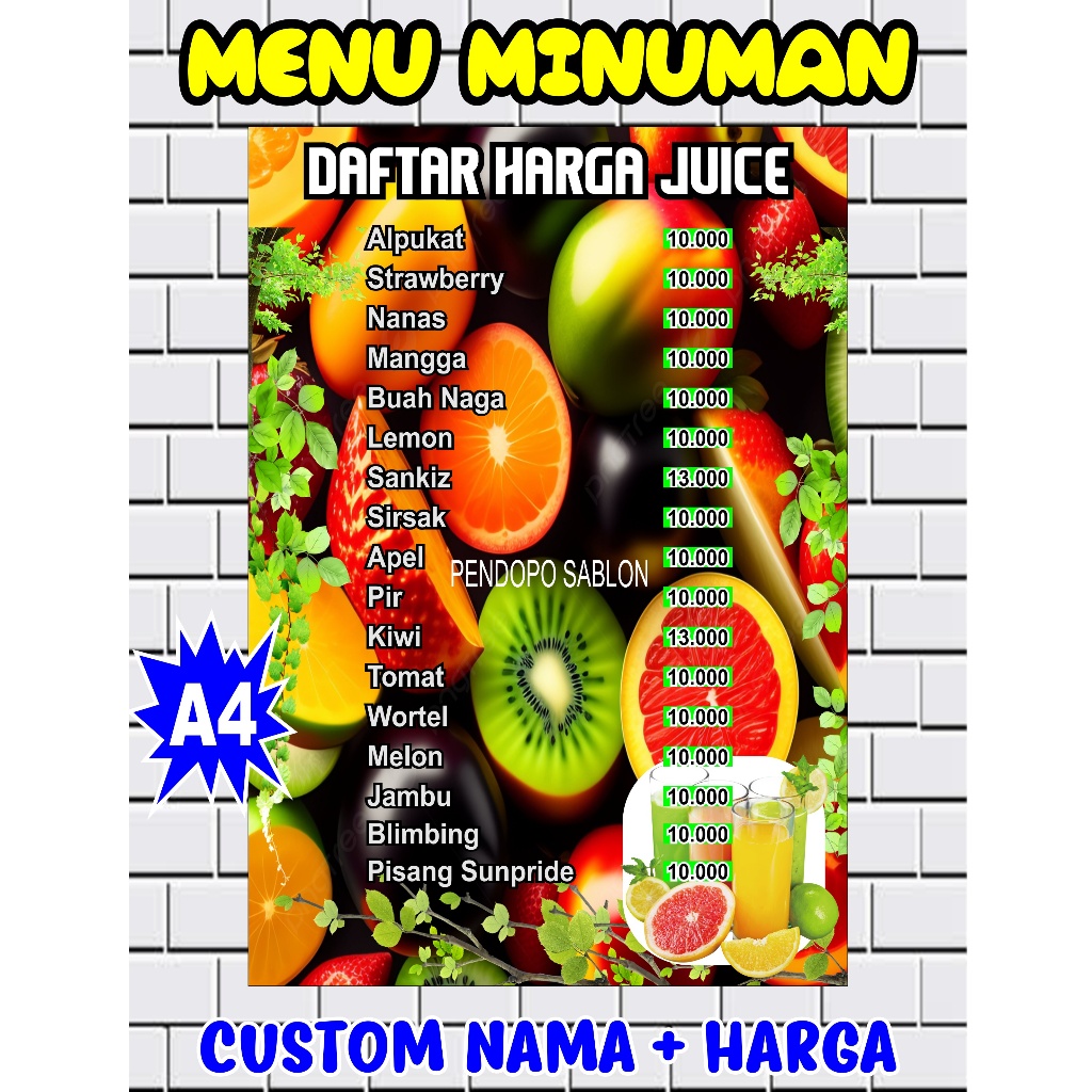 Jual Cetak daftar menu minuman A4 | Shopee Indonesia