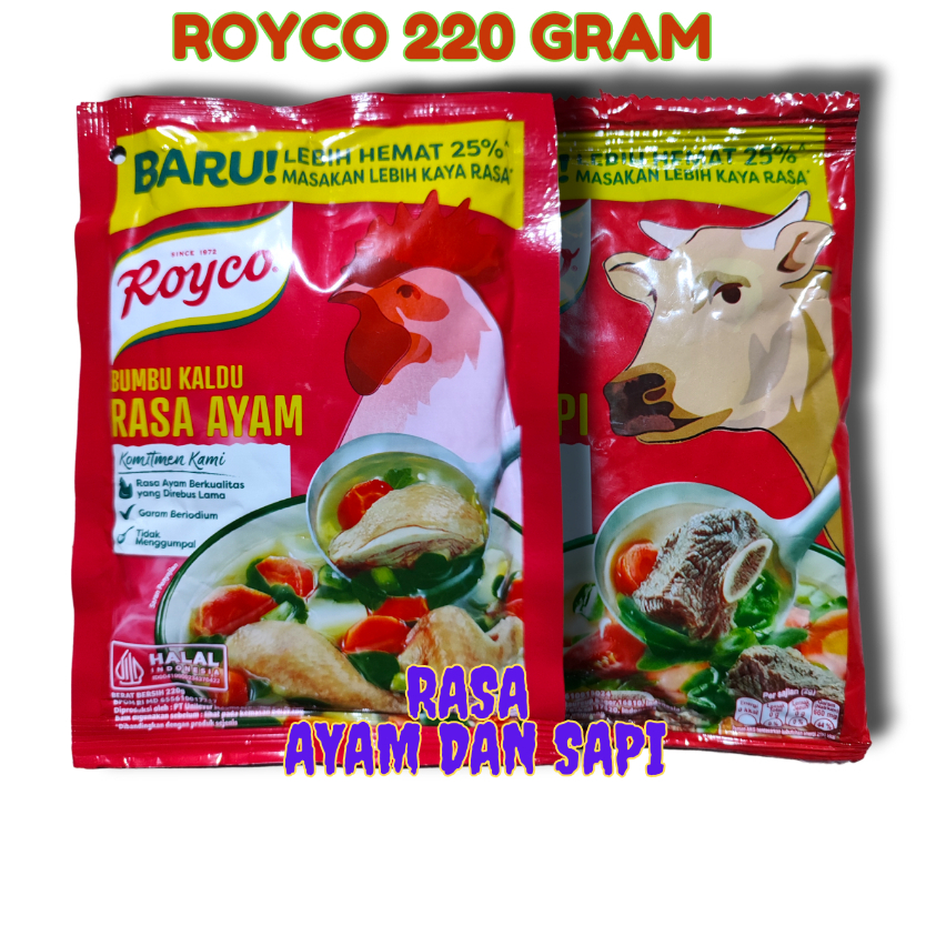 Jual ROYCO RASA AYAM / RASA SAPI PENYEDAP RASA BUMBU MASAK 220gr ...