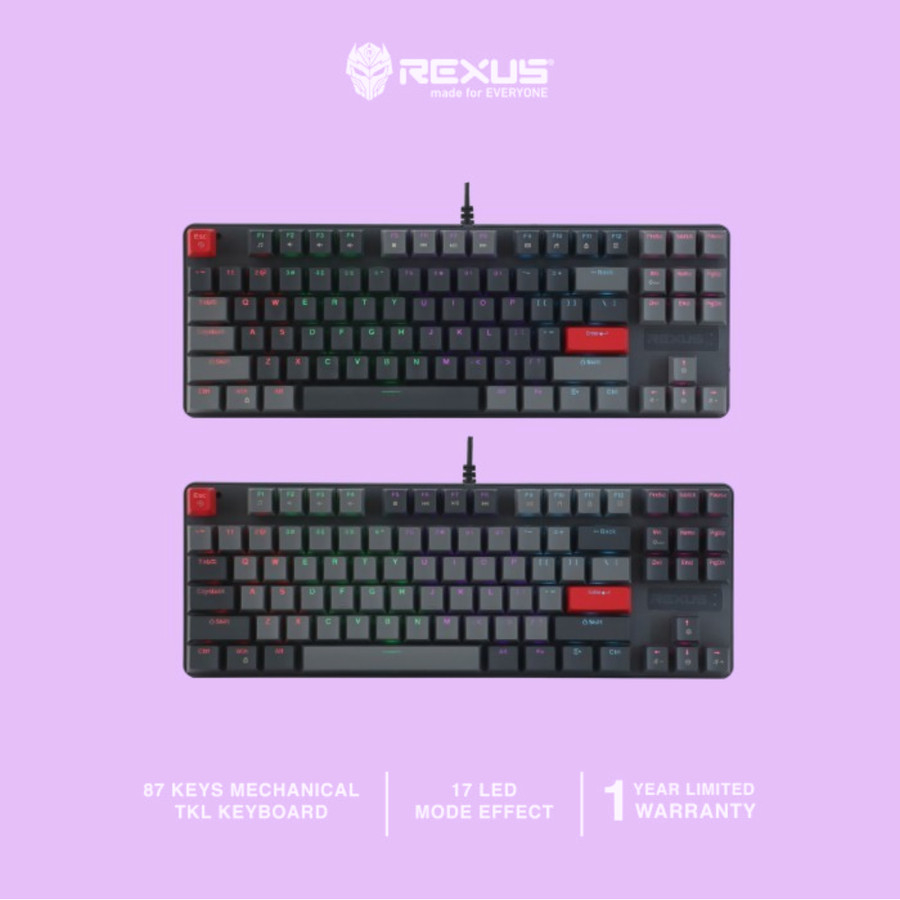 Jual Rexus Heroic KX4 TKL Size LED Wired Mechanical Keyboard Gaming KX ...