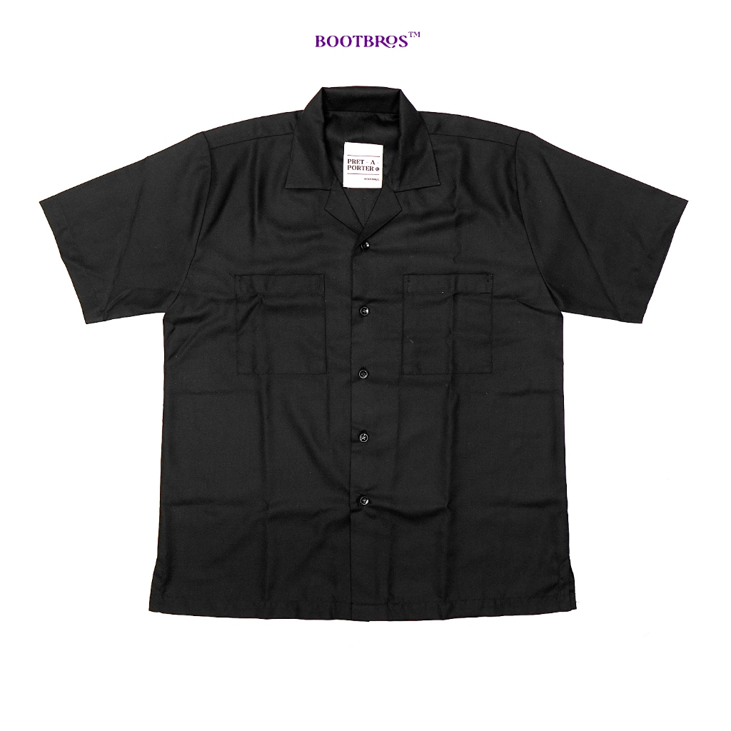 Jual Bootbros PREPPY - Kemeja Casual Pria Lengan Pendek Hitam Polos ...