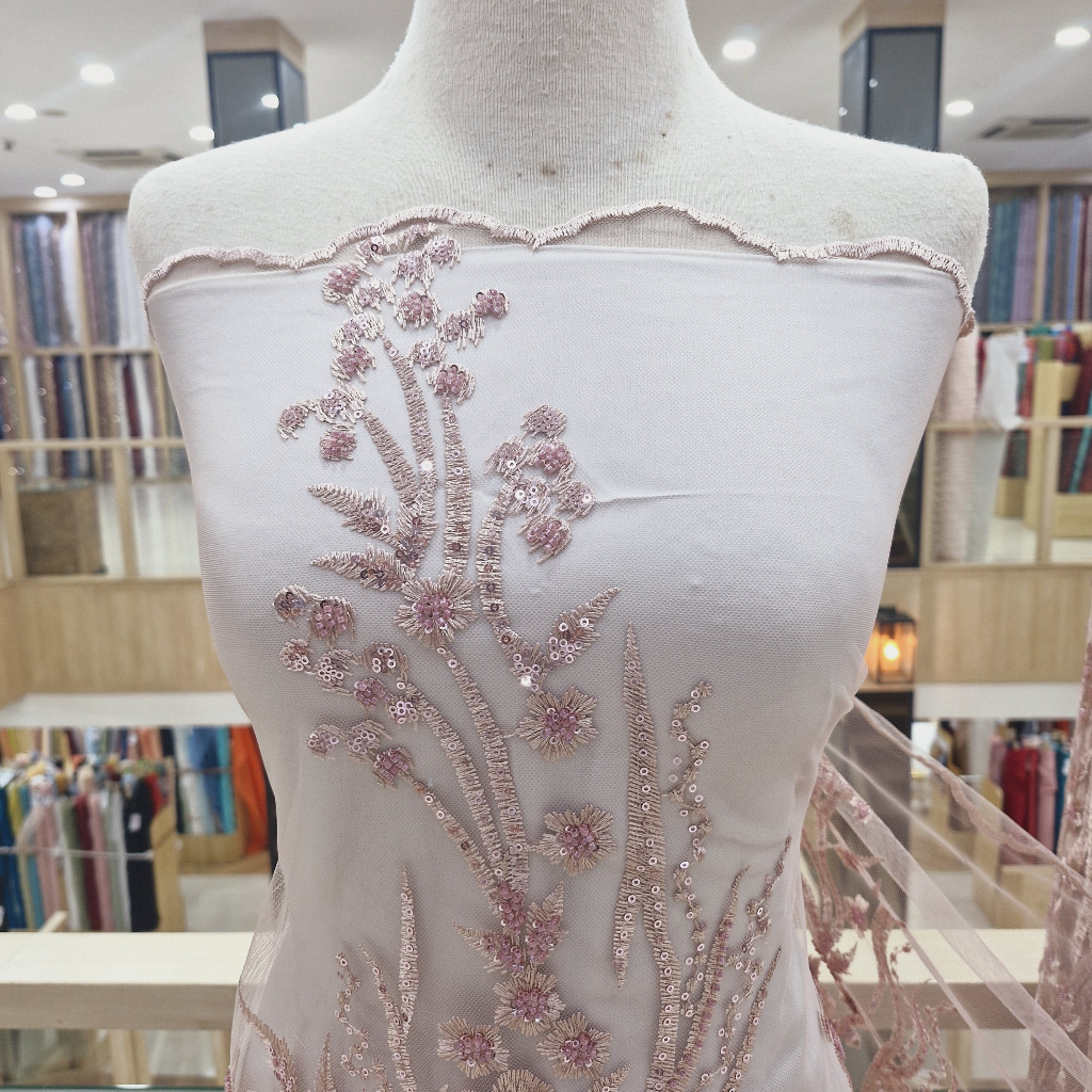 Jual TULLE EMBROIDERY PAYET 5-SMN007 (Tulle Payet Bordir) | Shopee ...
