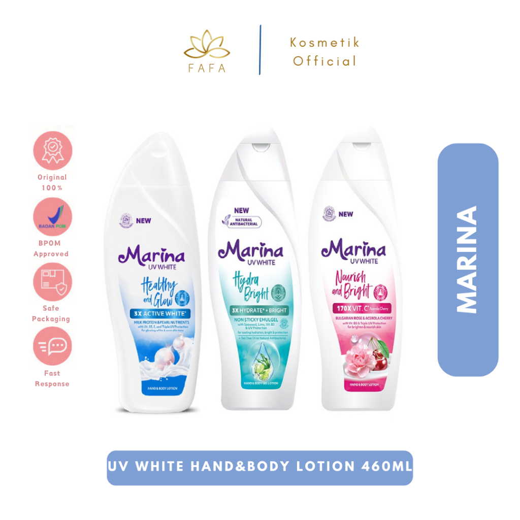 Jual MARINA Uv White Hand&Body Lotion Size 460ml | Shopee Indonesia