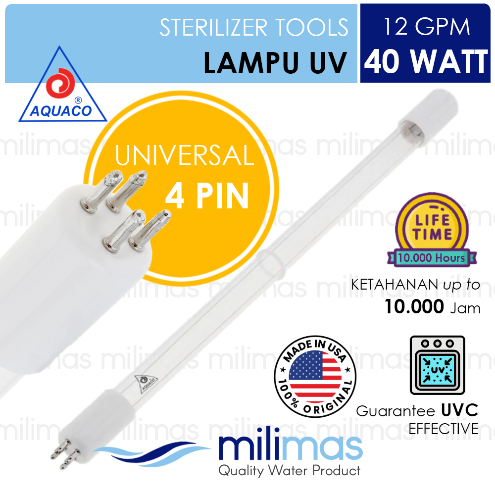 Jual AQUACO Lampu UV 40 Watt - Bohlam UVC 12 GPM - ORIGINAL USA ...