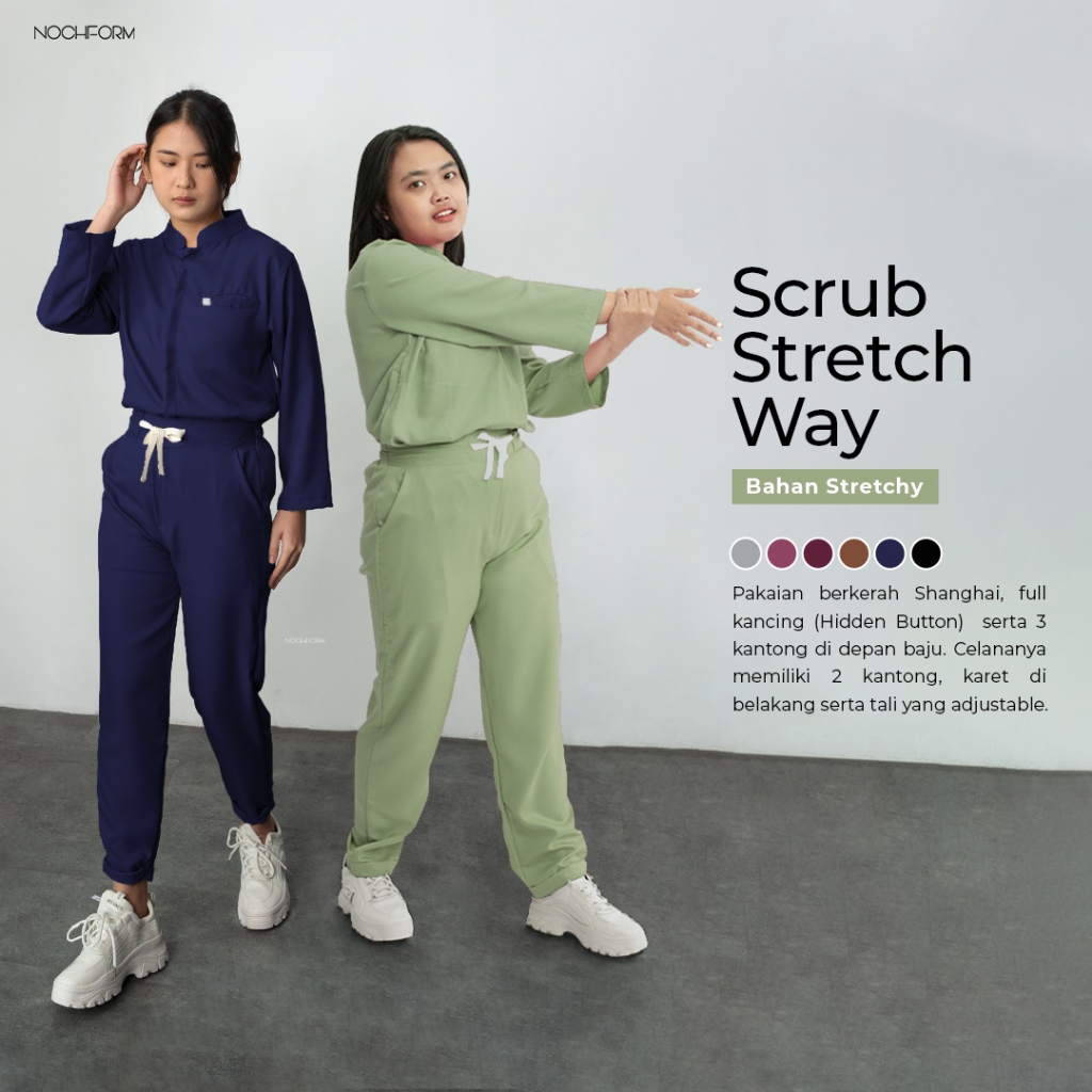 Jual 𝐍𝐎𝐂𝐇 𝐅𝐎𝐑𝐌 Scrub Stretch Way Lengan Panjang / Doctor’s Scrub/ Set ...