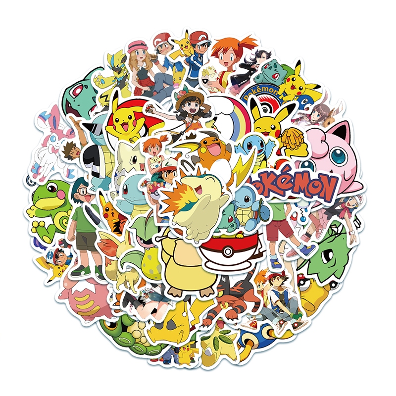 Jual COD 50 PCS GAYA LUCU Pokemon anime jepang stiker untuk Buku Tempel ...