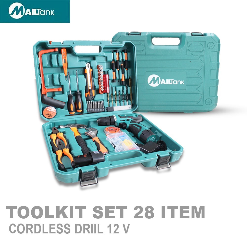 Jual Bor Cordless 12V + Toolkit Set (2baterai) Bor Baterai Tembok Beton Kayu Besi Obeng Skrup ...