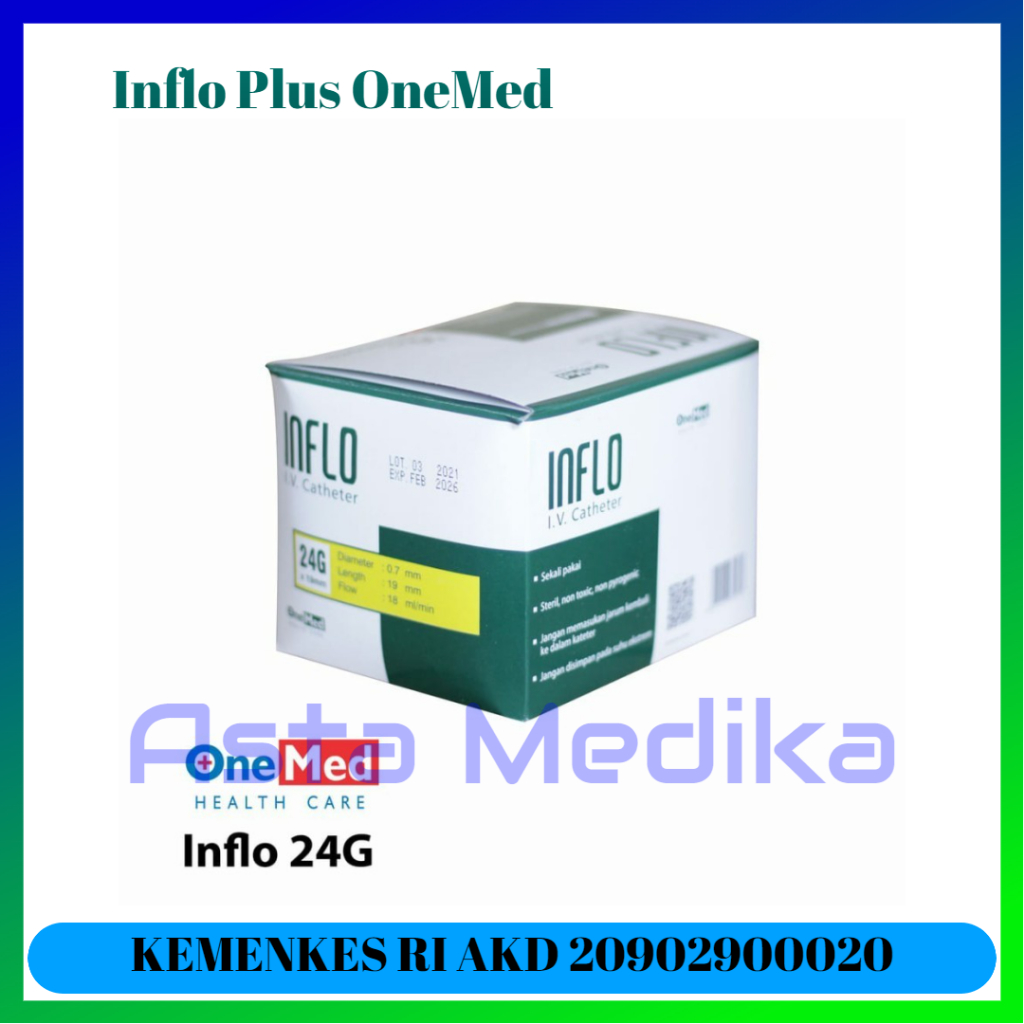 Jual Jarum IV Catheter Inflo Plus Onemed No 18G, 20G, 22G, 24G ...