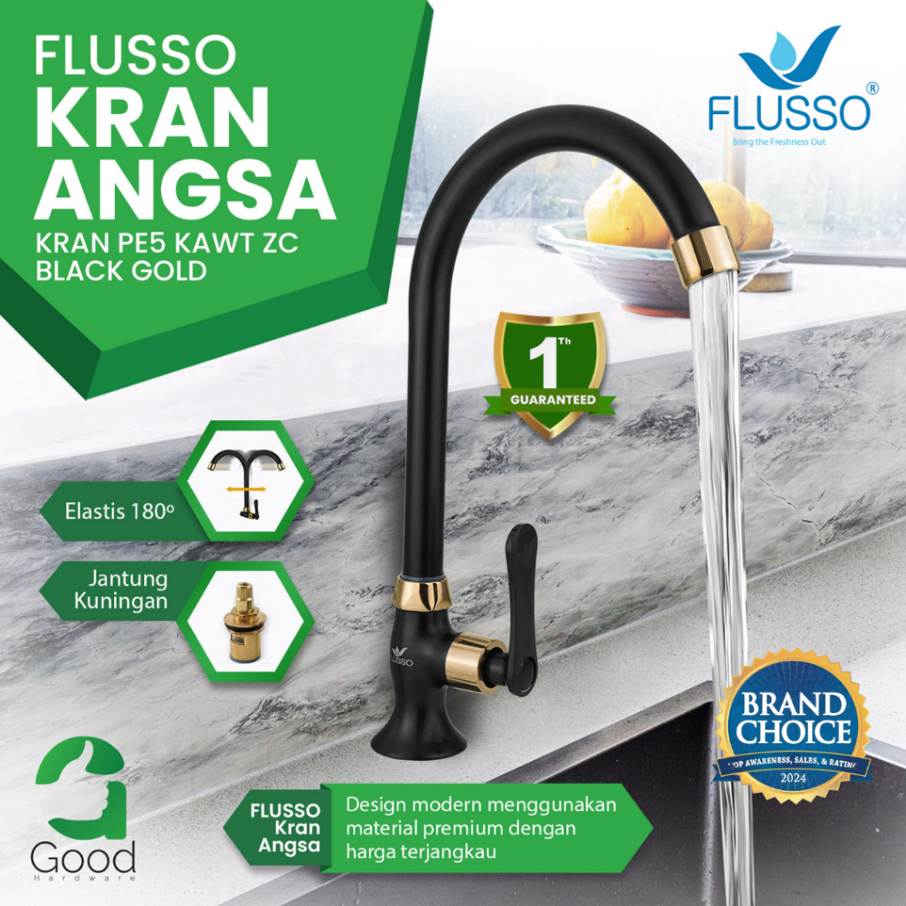 Jual Flusso Kran Angsa Sink Wastafel Cuci Piring Keran Air Dapur Leher ...