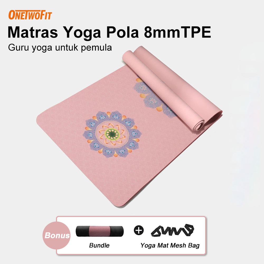 Jual OneTwoFit TPE Yoga Mat 8MM Printing Matras Yoga Premium Eco ...