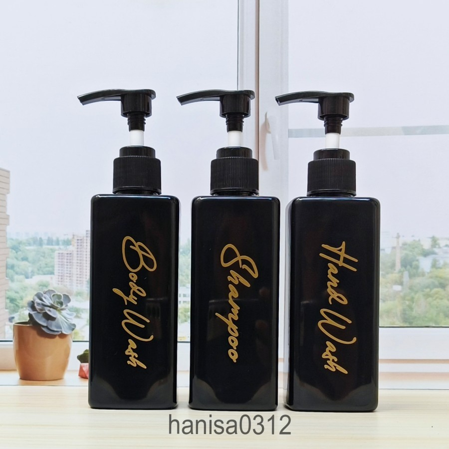Jual Botol Pump 250ml Model Kotak Hitam Glossy / Botol Sabun Cair Pump Lotion Hitam 250 Ml ...