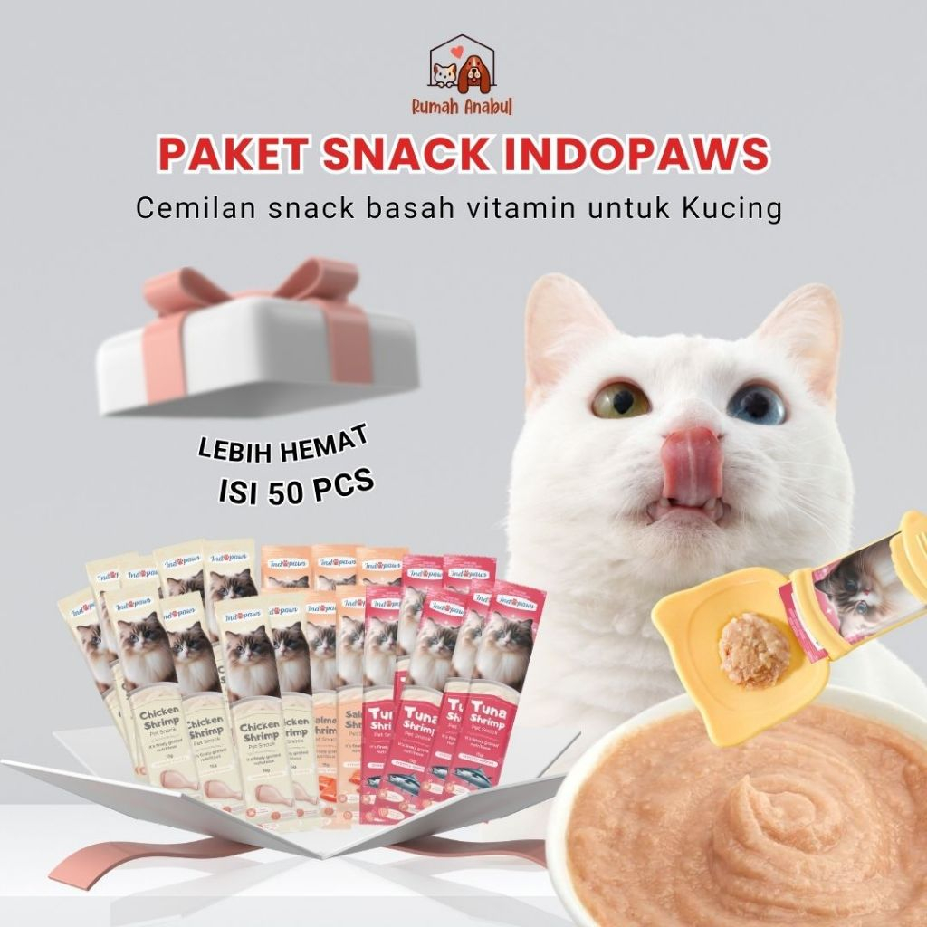 Jual PAKET Snack Creamy Kucing Indopaws Isi 50 PCS - Paket Murah ...
