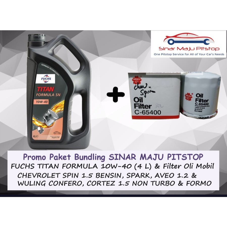 Jual Paket Oli FUCHS TITAN FORMULA SN SYNTHETIC 10W-40 Galon 4 Liter ...